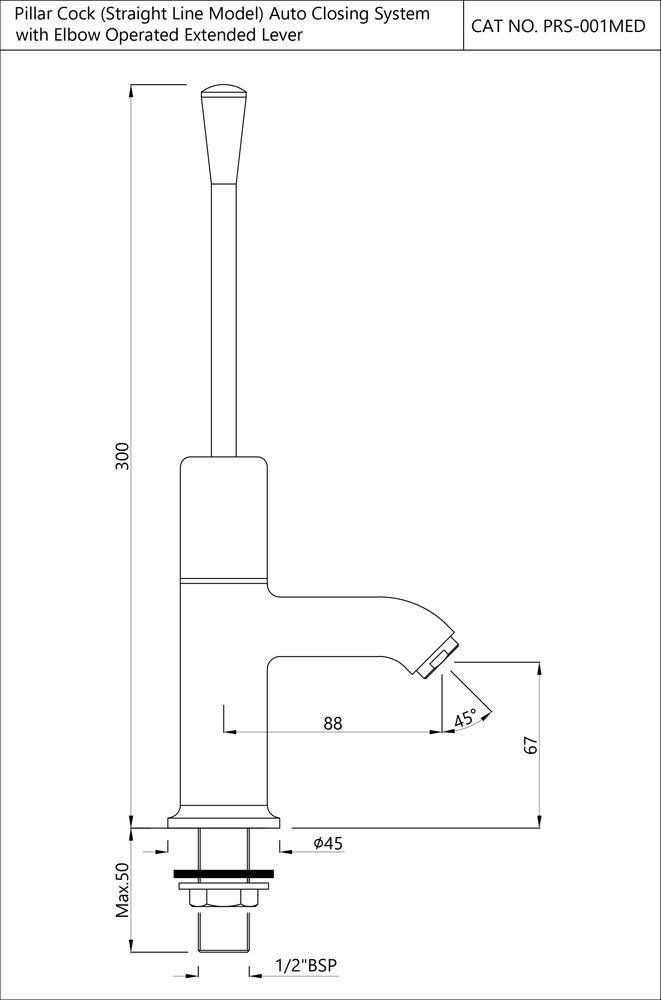 Jaquar Faucets, Pressmatic, PRS-061 Wall Mounted Basin Tap (AutoClosing ...