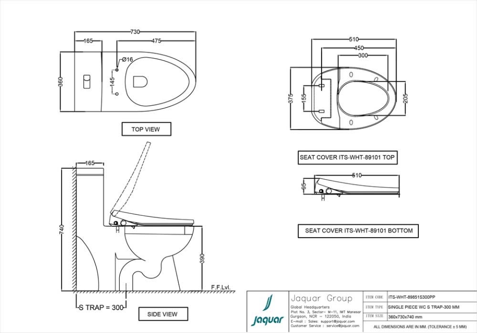S-Trap Single Piece Bidspa Floor Mounted WC in Saudi Arabia | Jaquar