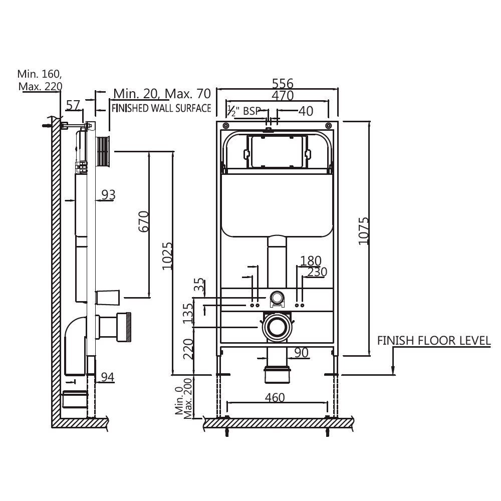 Jaquar Flushing Systems, JCS-WHT-2400FS : Concealed Cistern “P-Type” in ...