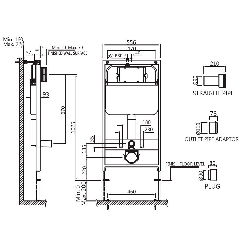 Jaquar Flushing Systems, JCS-WHT-2400FS : Concealed Cistern “P-Type” in ...