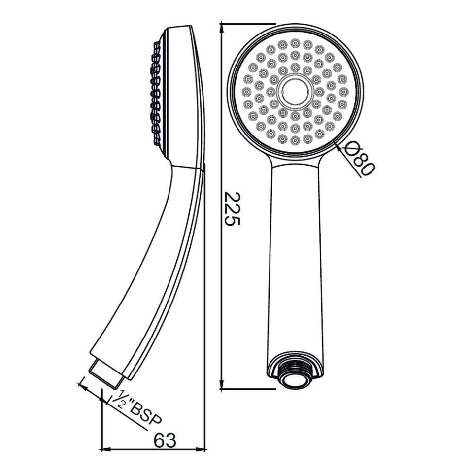 Single Function Round Shape Hand Shower